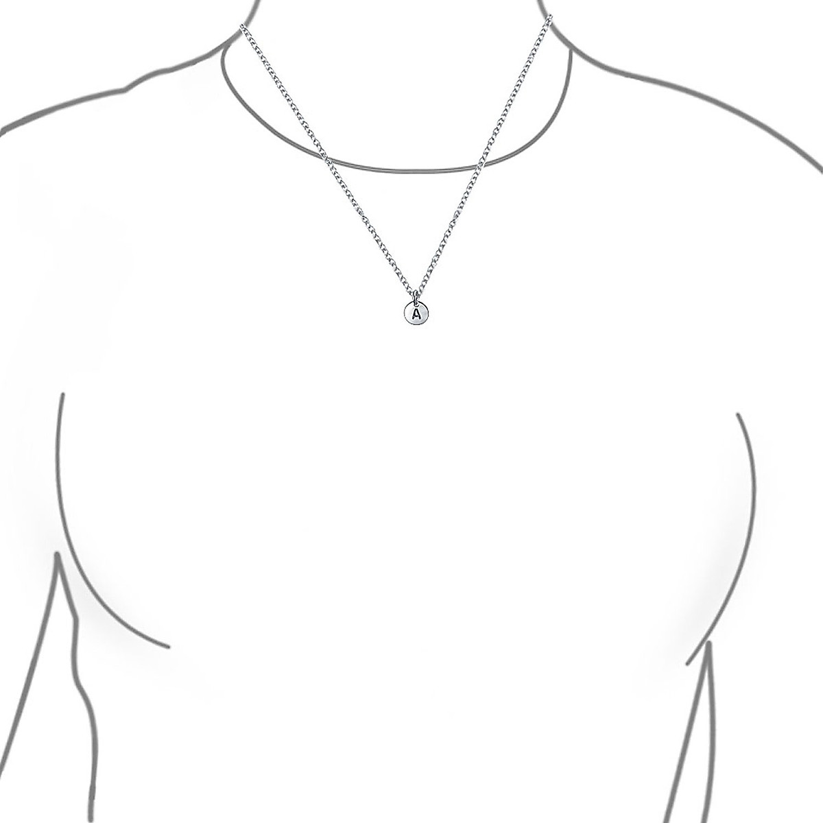 Tiny Minimalist ABC Round Disc Block Letter Alphabet A Initial Pendant Necklace For Teen For Women .925 Sterling Silver