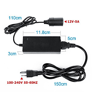 ANTOBLE AC DC Adapter to 12V 5A Converter for P20 Koolatron 18 Quart Compact 12 Volt Cooler/Koolatron D25 Cooler/Warmer Power Supply Cord Charger Replacement