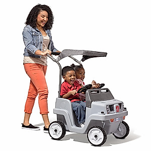 Step 2 Side-by-Side Push Around SUV Car for Kids, Easy Steer Double Rider Push Car, Toddlers Ages 1.5-5 Years Old, Ideal Stroller Substitute, Gray