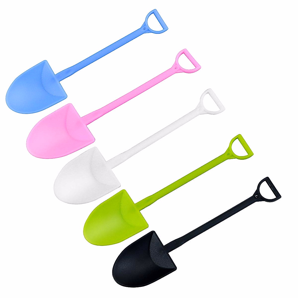 Newbested 100 PCS Colorful Mini Shovel Shape Spoons,Disposable Plastic Ice Cream Dessert Pudding Yogurt Sugar Shovel Spoon(4.8 Inch,Mixed Color)