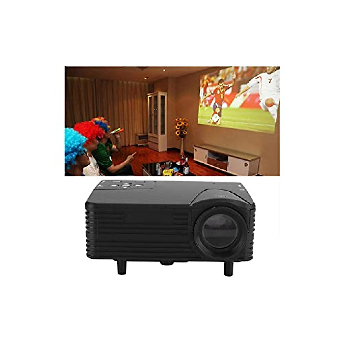 Home Cinema Projector, Mini Portable Vedio Movie Projector 1920x1080 80LM HD Small Vedio Projector, Compatible with Desktop / DVD / Mobile Phone / Game Console(Black)