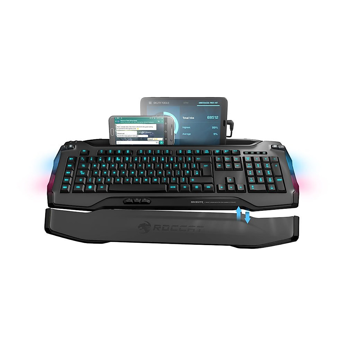 ROCCAT Skeltr - Smart Communication RGB Gaming Keyboard with Universal Device Docking Slot, Black
