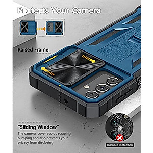 Case for Samsung Galaxy A13 5G: Rugged Protective A13 Cell Phone Cover with Kickstand Clip Holster Stand | Shockproof Bumper Textured Matte Design Military-Grade Heavy Duty Drop Protection - Blue