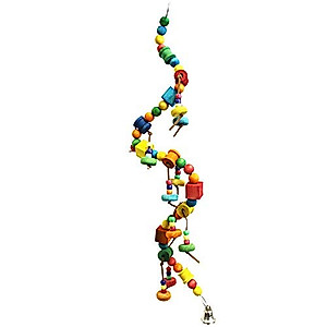 Curling Dangle Toy - Interactive Colorful Hanging Perch Cage Accessory Climbing Toy - for Sugar Gliders, Squirrels, Prairie Dogs, Degus Marmosets, Monkeys, Parrots, Birds, Rats and Other Small Pets