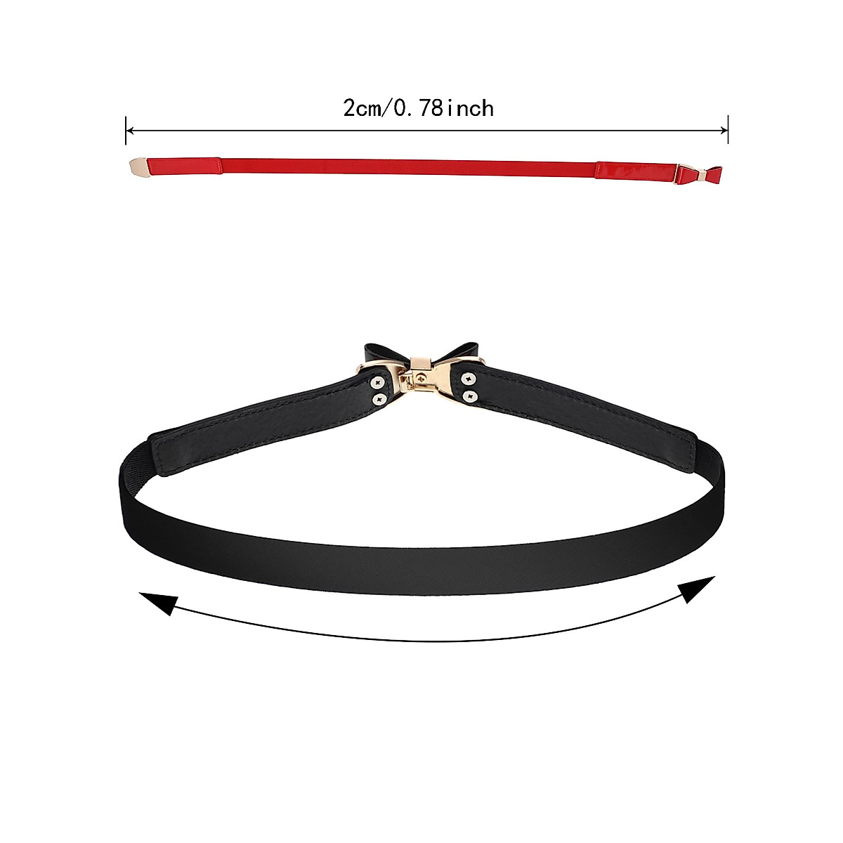 Tatuo 3 Pieces Women Skinny Waist Belt Thin Stretchy Bow Belt for Dress, 3 Colors (Set 1)