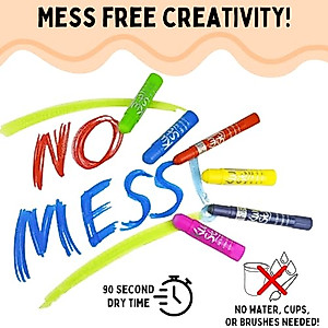 Kwik Stix Solid Tempera Paint Sticks, 6 Colors, Washable Paint Sticks for Kids, Super Quick Drying, Non-Toxic, Allergen Free, Paint Sticks in Classic Colors, Paint for Kids and Toddlers