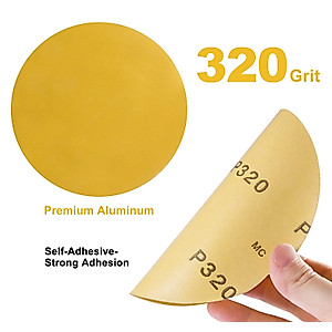 Shawya 100 PCS 6 Inch PSA Sanding Discs 320 Grit Sticky-Back Sandpaper Roll Adhesive Backed Sandpaper for DA Sander Self Stick Round Automotive Sandpaper