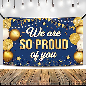 KatchOn, Blue We are So Proud of You Banner - XtraLarge, 72x44 Inch | Graduation Banner, Congratulations Decorations | Graduation Backdrop 2024, Graduation Decorations Class of 2024 Blue and Gold