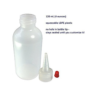 Boston Round Plastic Bottle w. Yorker Spout Cap 120mL 4oz LDPE PE - 12 Pack