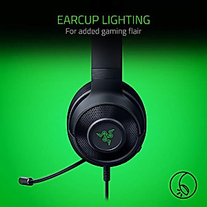 Razer Kraken X USB Ultralight Gaming Headset: 7.1 Surround Sound - Lightweight Frame - Green Logo Lighting - Integrated Audio Controls - Bendable Cardioid Microphone - for PC - Classic Black