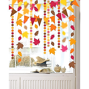 Autumn Leaf Pennant Banner for Thanksgiving Decorations, Thanks Giving Celebration Hanging Décor Backdrop Garland, Fall Harvest Theme Birhday Baby Shower Wedding Party Supplies, SONGTIY