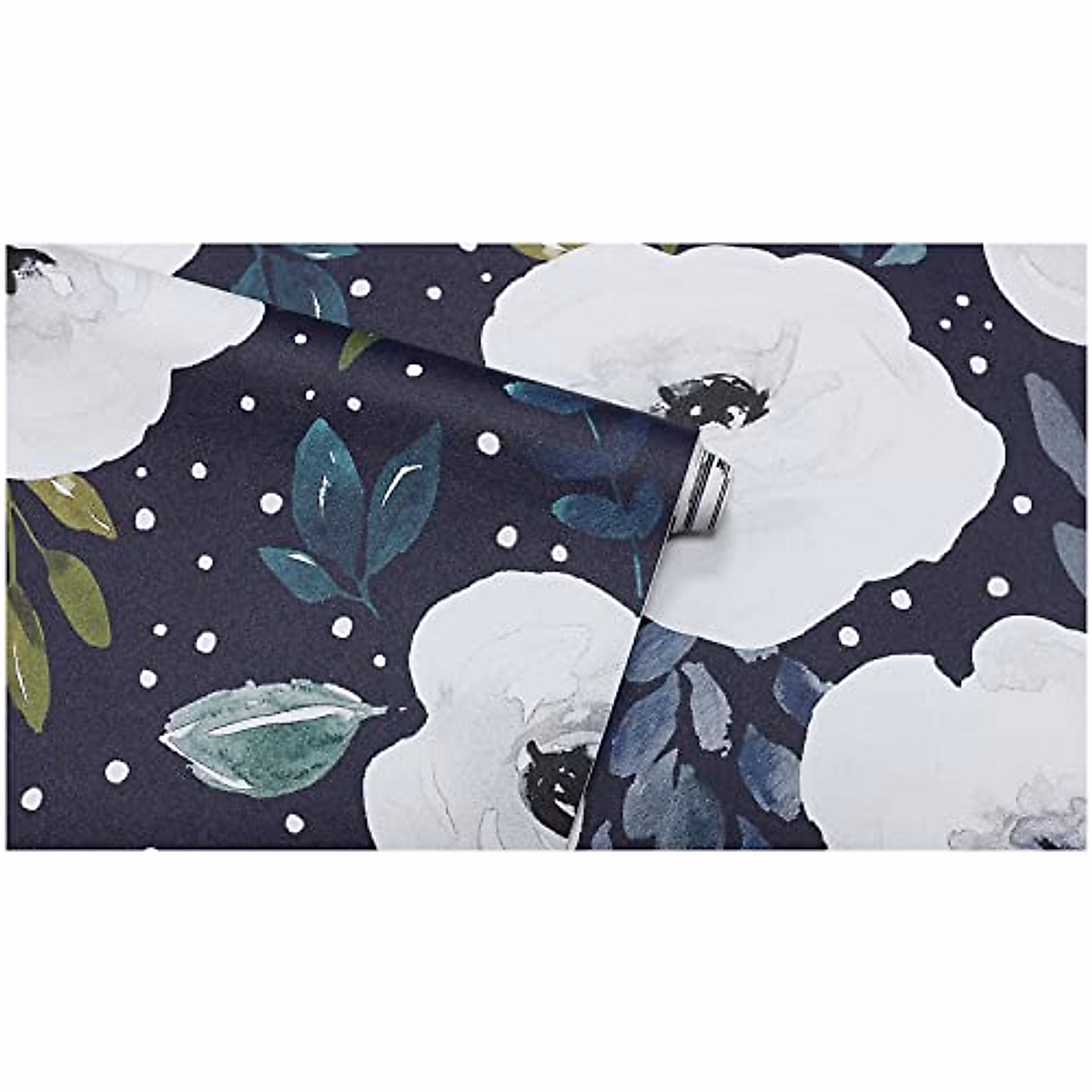HAOKHOME 93245-3 Peel and Stick Floral Wallpaper Home Decor Removable Navy/White/Blue Vinyl Self Adhesive Mural 17.7in x 9.8ft