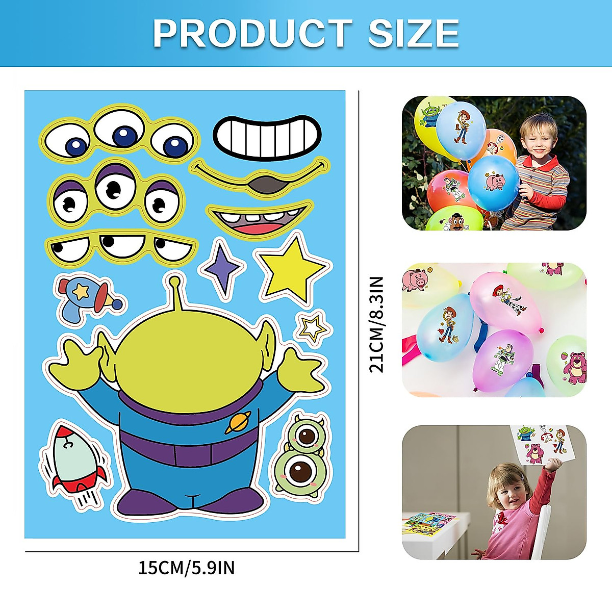 Toy Inspired Make a face Stickers,Make You Own Stickers DIY Cartoon Stickers for Party Decoration Party Supplies Birthday Gift Laptop Luggage Notebook Stickers(24 PCS)