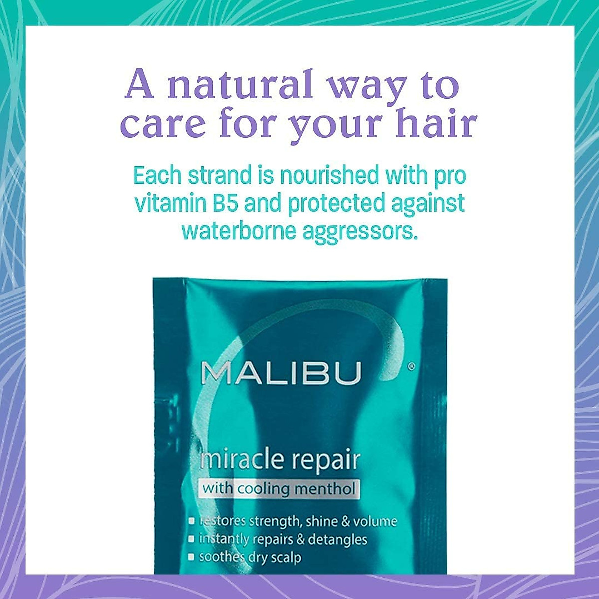 Malibu C Miracle Repair Hair Reconstructor with Cooling Menthol (1 Packet) - Nourishing Hair Repair Treatment for Weak, Damaged Strands - Scalp Invigorating Hair Care