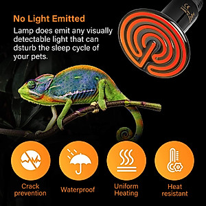 Simple Deluxe 25W/40W/50W/60W/100W/150W Ceramic Heat Emitter Reptile Heat Lamp Bulb No Light Emitting Brooder Coop Heater for Amphibian Pet & Incubating Chicken, Black/2-Pack, 50W