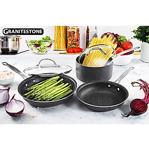 Granitestone Original 5-Piece Nonstick Cookware Set, Scratch-Resistant Pots and Pans, Granite-coated Anodized Aluminum, Dishwasher-Safe, PFOA-Free Kitchenware As Seen On TV