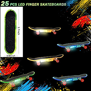 Beselley Mini Finger Skateboards for Kids Set of 25, Light up Mini Finger Toys LED Fingerboard Hand Skateboard for Creative Fingertips Movement Sports Finger Skater Valentine Gifts Party Favor