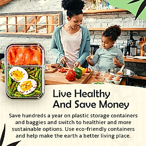 Reusable Glass Meal Prep Container Set, Glass Food Containers With Lids, Lunch Storage With Compartment Dividers, Large Glass Bento Box Set For Meal Planning, Freezer And Oven Safe, [3-Pack,30 Oz]