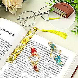 Dried Flower Book Page Holder for Reading,2 Pieces Thumb Book Page Holder and 1 Piece Resin Bookmark with Tassel Cute Book Accessories for Reading Lovers Book Marks for Book Lovers Gifts