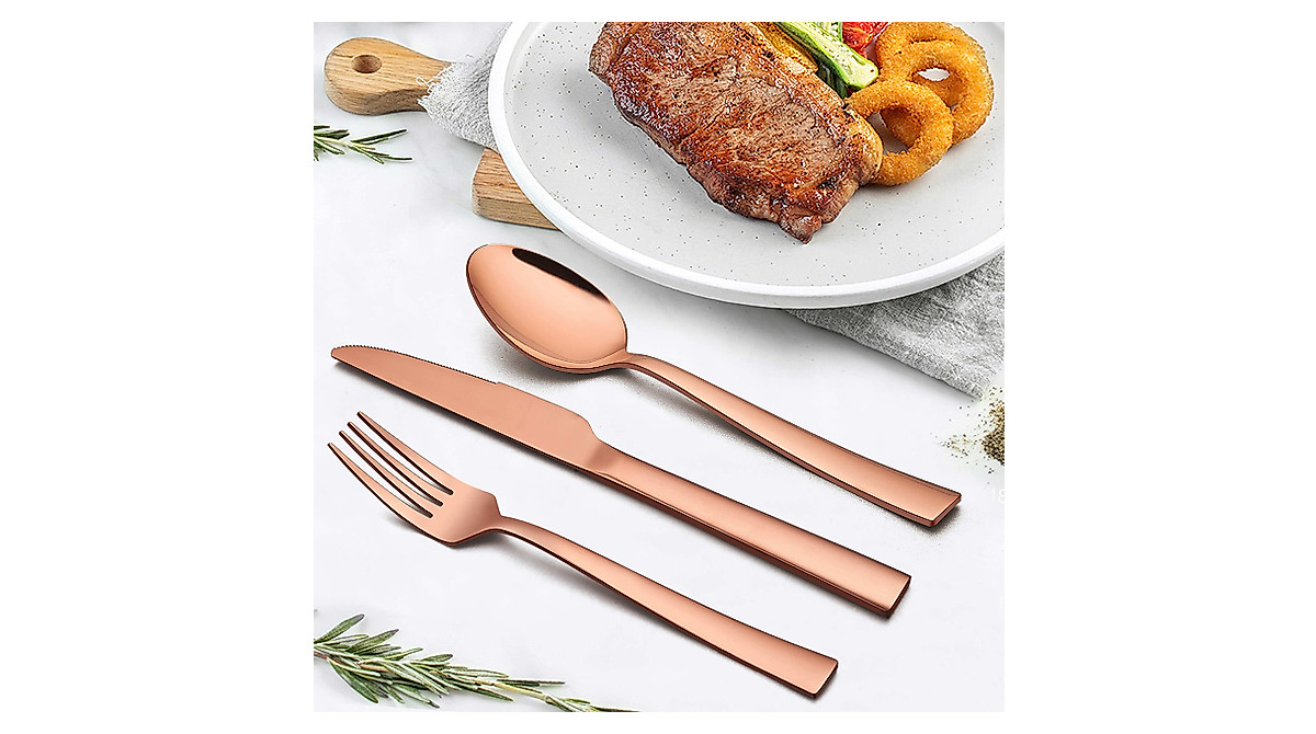 Homikit 46-Piece Copper Flatware Set for 8 - Elegant & Durable