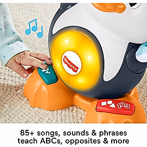 Fisher-Price Linkimals Cool Beats Penguin - UK English Edition, Musical Infant Toy with Lights, motions, and Educational Songs for Infants and Toddlers, HCJ54