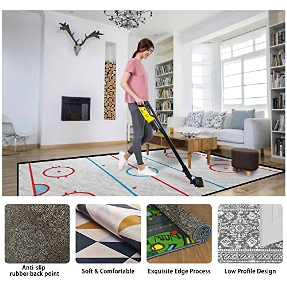 Wine Bottle Wine Glass Area Rug 6'x8' for Living Room Bedroom, Bar Party Graffiti Soft Washable Carpet, Indoor Decorative Rug with Non-Slip Backing