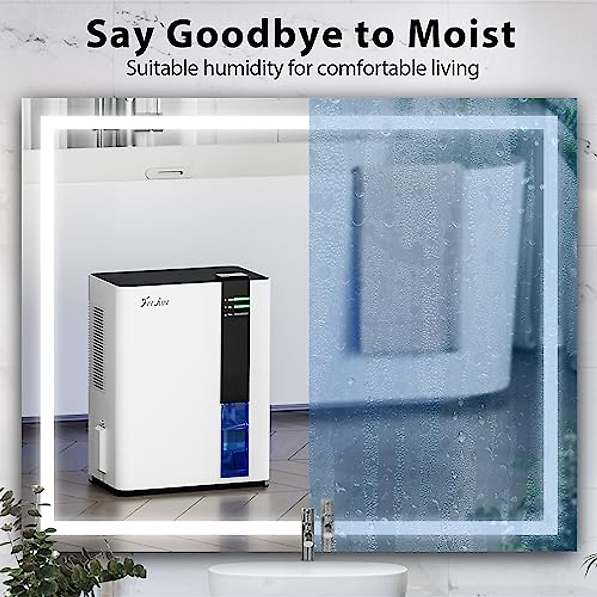 FreAire Dehumidifier for Home Room, 88 OZ Water Tank, (up to 650 sq.ft) Dehumidifiers for Basement Bathroom Bedroom Closet RV with Auto Shut Off, Colorful Lights