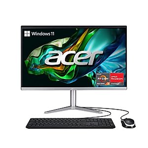 Acer Aspire C24-1300-UR31 AIO Desktop | 23.8" Full HD IPS Display | AMD Ryzen 3 7320U Quad-Core Processor | AMD Radeon 610M Graphics | 8GB LPDDR5 | 512GB PCIe SSD | Wi-Fi 6E | Windows 11 Home,Black