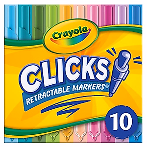 Crayola Washable Markers with Retractable Tips, Clicks, School Supplies, 10 Count, Gifts for Kids