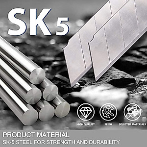 Scimaker 25MM Heavy Duty Utility Knife, Box Cutter with 10pcs SK-5 Retract Blades, Snap-Off Cutters with Rubber Grip for Cardboard, Boxes, DIY Crafts