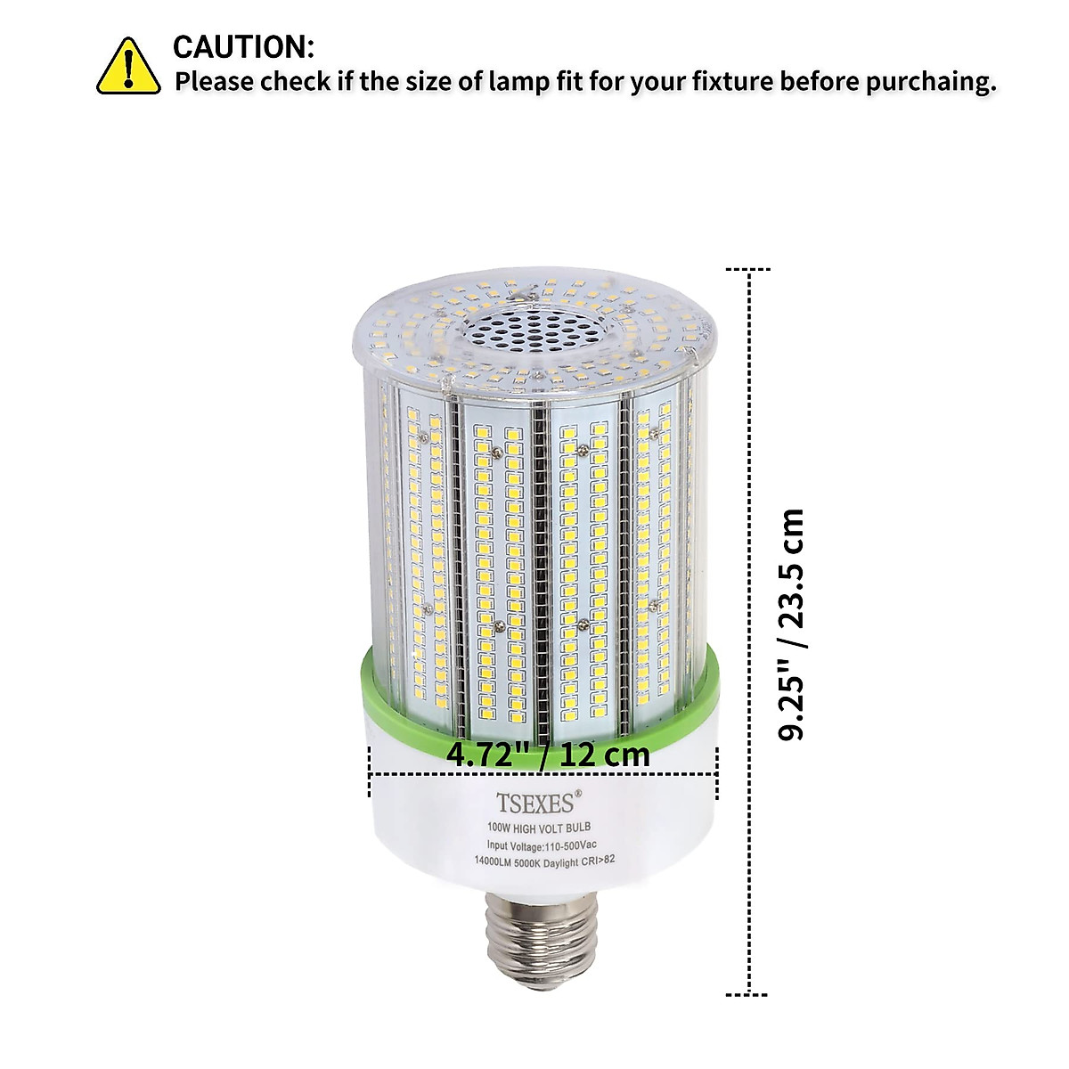 TSEXES 480V LED Bulbs 100W Corn Cob Light Bulb, E39 Mogul Base,14000LM 5000K Daylight Lamp,Replacement for 350-400W HID (MH, HPS) AC100-500V
