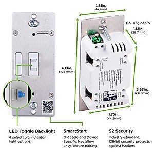 Enbrighten Z-Wave Plus Smart Light Dimmer with QuickFit and SimpleWire, 3-Way Ready, Compatible with Alexa, Google Assistant, ZWave Hub & Neutral Wire Required, Toggle, 46204