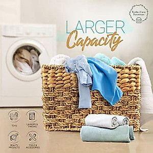 Large Wicker Storage Basket, Seagrass Basket, Water Hyacinth Storage Baskets for Organizing Bathroom, Bedroom, Living Room & Towels…