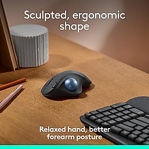 Logitech Ergo M575 Wireless Trackball for Business - Easy Thumb Control, Ergonomic Design, Secured Logi Bolt, Bluetooth, Globally Certified, Windows/Mac/Chrome/Linux - Graphite