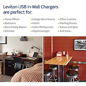Leviton T5635-W USB Dual Type-C with Power Delivery (PD) In-Wall Charger with 15 Amp, 125 Volt Tamper-Resistant Outlet, White