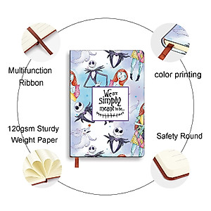 WHLBHG Jack and Sally Inspired Gift Halloween Gifts for Women Girlfriends We’re Simply Meant To Be Leather Notebook Jack and Sally Writing Planner Notebook (Simply Meant To Be)