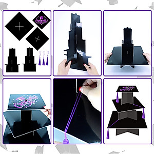 Graduation Decorations 2024 Graduation Cap Cupcake Stand with Tassel Graduation Party Favors Table Decor Grad Party Supplies (Purple)