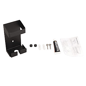 Wall Mount Curling Iron Holder, Stainless Steel Iron Shelves, Hair Tool Holder with Cable Storage and Plug Holders for Bathroom (black)