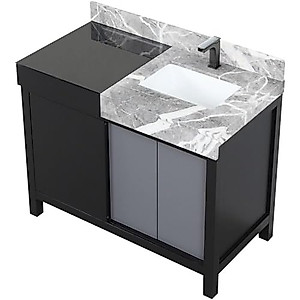 Lexora Home Zilara 42" Single Marble Top Bathroom Vanity with Gun Metal Faucet