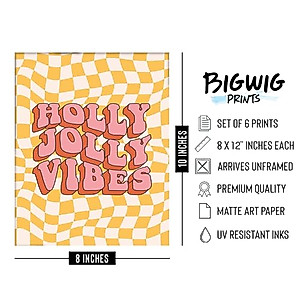 BigWig Prints Retro Christmas Posters - Christmas Wall Art, Pictures Wall Decor, Posters and Prints For Classroom, Vintage - Unframed Set of 6 Pack (8x12)