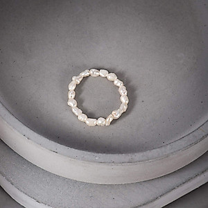 Aurelia Mae Tiny Baby Pearl Band Delicate Rice Pearl Stretch Ring Minimal Stackable Ring (7)