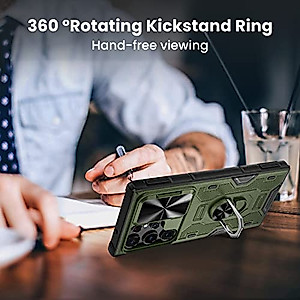 VEGO for Samsung Galaxy S23 Ultra Case, Galaxy S23 Ultra Case with Stand & Slide Camera Cover, Soft Microfiber Lining Sponge Cushion Bumper Kickstand Phone Case for Samsung S23 Ultra 6.8" 2023 - Green