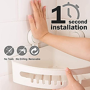 LEVERLOC Corner Shower Caddy Suction Cup NO-Drilling Soap Dish Suction Cup Removable Bathroom Shower Shelf Heavy Duty Caddy Organizer for Bathroom & Kitchen