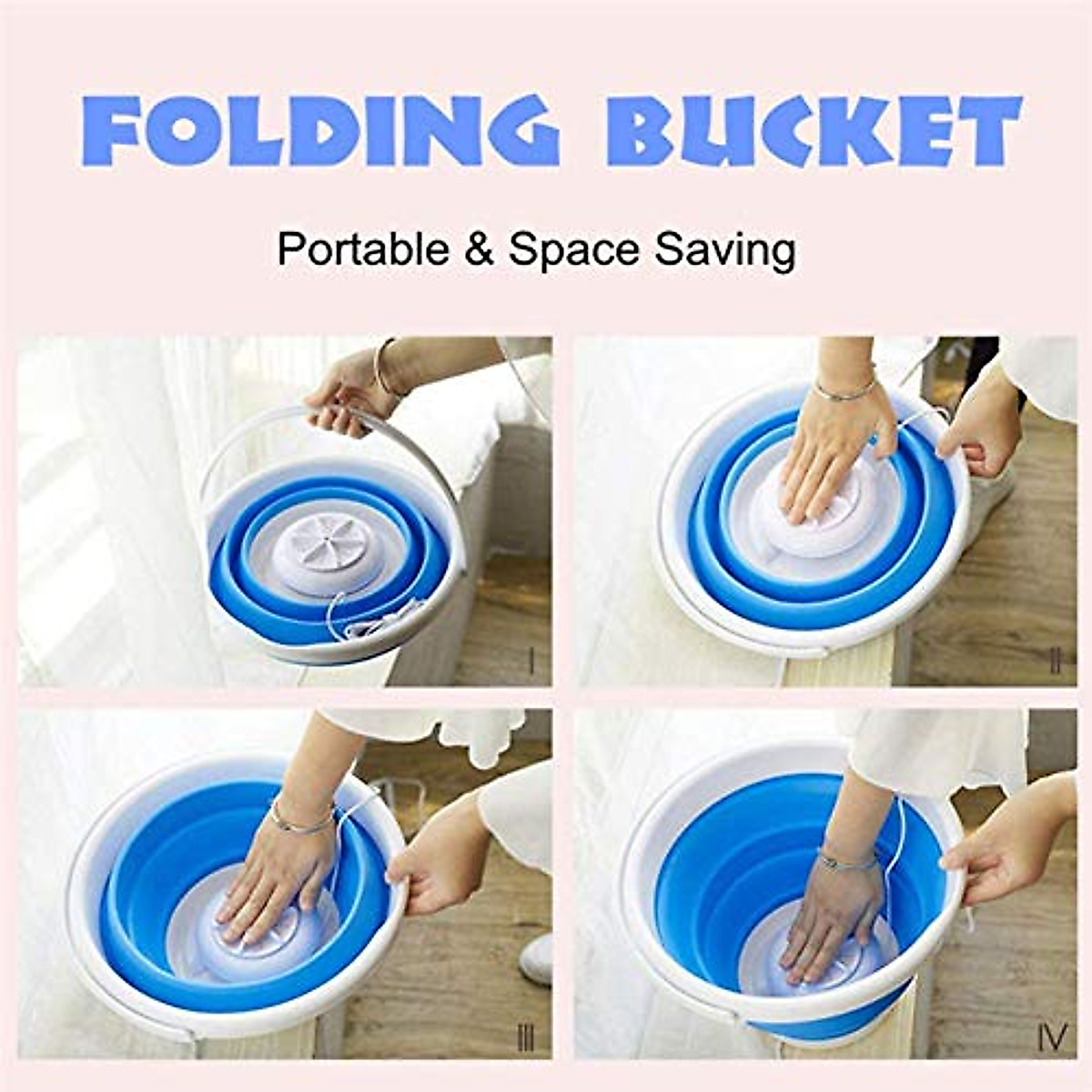 Portable Mini Turbo Washing Machine with Foldable Tub Compact Ultrasonic Turbine Washer Lightweight Travel Laundry Washer USB Powered Camping Apartments Dorms RV Business Trip Clothes (24W) (Purple)