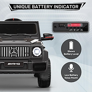 ANPABO Licensed Mercedes-Benz G63 Car for Kids, 12V Ride on Car w/Parent Remote Control, Low Battery Voice Prompt, LED Headlight, Music Player & Horn, Soft Start, Kids Electric Vehicle, Black