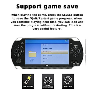 JXD Handheld Game Console 4.3 inch 8GB Built in 2000 Games for Multiple Simulators X6 Retro Video Game Console Mp3/4/Ebook TV Out Mini Hand Portable Game Player Device Holiday (Black)