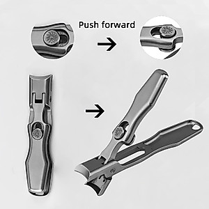 Nail Clippers, Toenail Clippers, Fingernail Clipper Long Handle Stainless Steel Wide Jaw Opening, for Ingrown Thick Nails, Universal for Men, Women, Elderly (Silver)