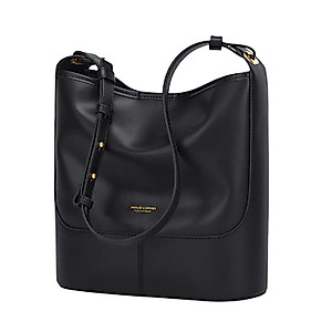 Cnoles Tote Bags Genuine Leather Hobo Shoulder Satchel Crossbody Bag Purses And Handbag for Women Ladies Top Handle Purse Black