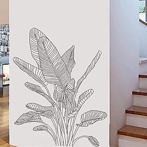 Supzone Simple Tropical Plants Wall Stickers Boho Modern Style Wall Decal Sketch Tropical Palm Leaves Wall Art Sticker for Bedroom Living Room Kitchen Sofa TV Backdrop Wall Decoration