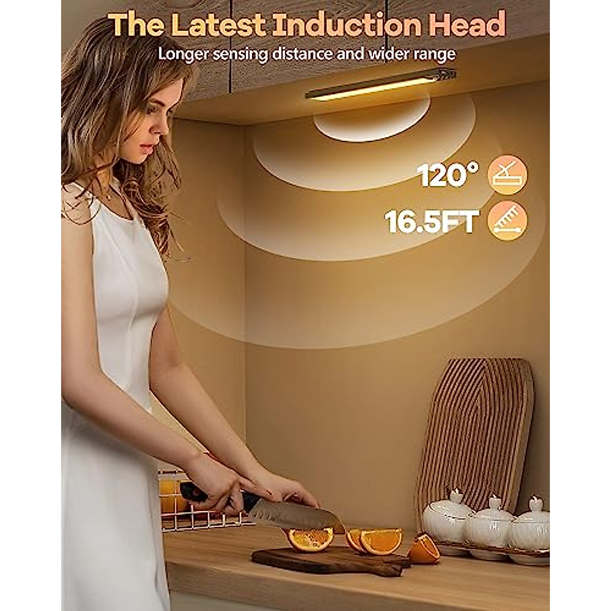 2023 Newest 65 LED Motion Sensor Lights Indoor 3 Color Temps, 2 Packs Dimmable Under Cabinet Lighting, 2500mAh Rechargeable Wireless Closet Lights Night Light for Drawers, Wardrobe, Stair, Kitchen